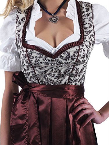 Alpenmärchen 3tlg. Dirndl-Set lang – Trachtenkleid, Bluse, Schürze, Gr. 46, braun – ALM746 ...